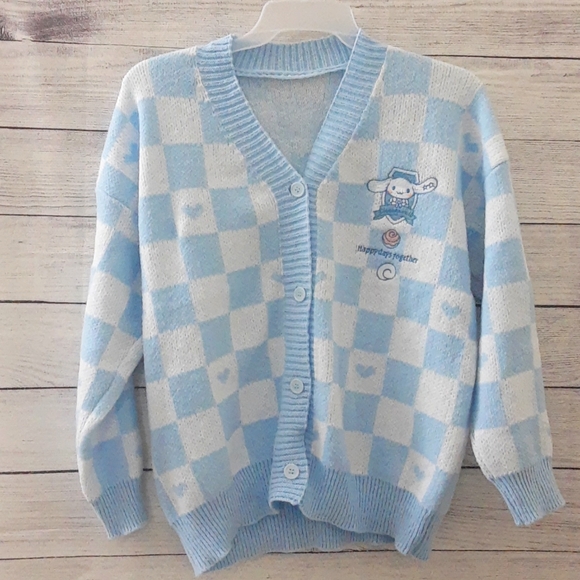 Hello Kitty | Sweaters | Cinnamoroll Checkered Plaid Knit Cardigan ...